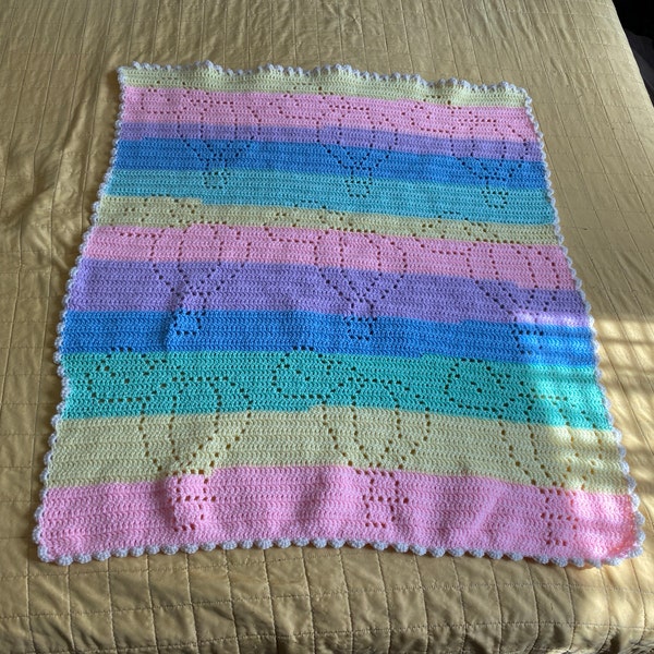 Aria Blanket | Filet Crochet Blanket Pattern | Baby Blanket Crochet ...