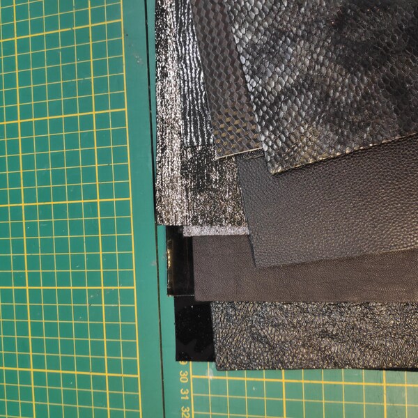 Leather SCRAPS Bag, GOLD Color, Fancy Textures, Foils and Softness ...