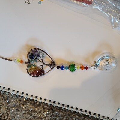 Amethyst Suncatcher, Moon Wind Chime, Aurora Gemstone Suncatcher ...