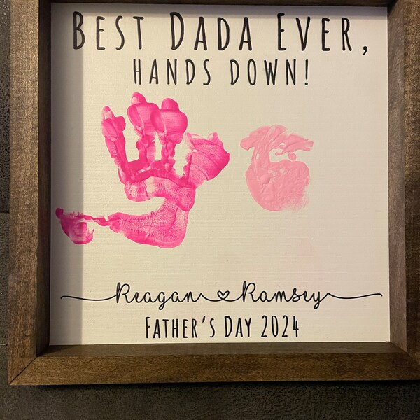 DIY Handprint Sign, Personalized Gift From Kids, Best Dad Ever Hands ...