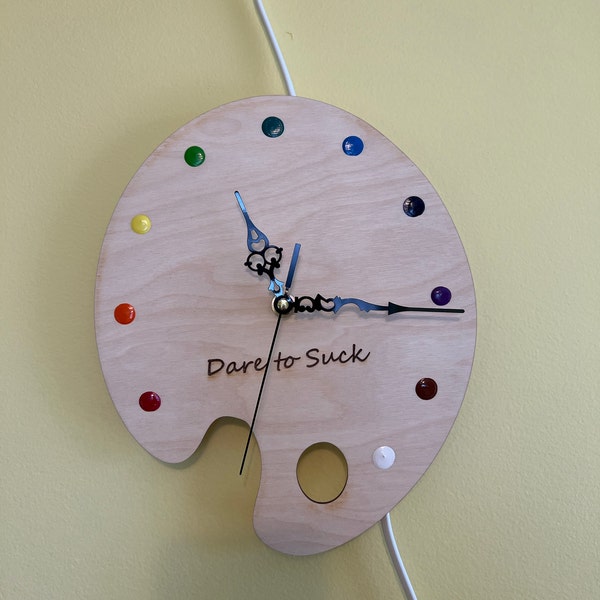 CUSTOM Art Clock- Art Palette Painting Clock Engraved With Name or ...