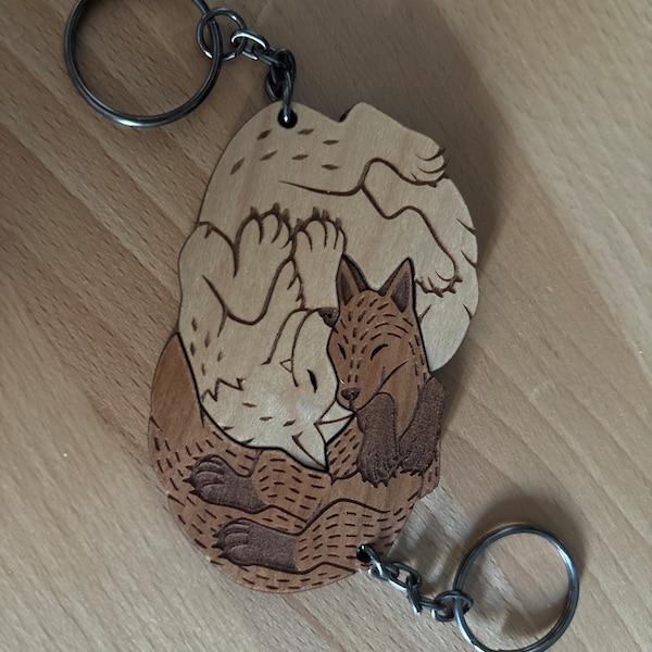 Interlocking Fox and Wolf Couple Keychains - Friendship or Relationship ...