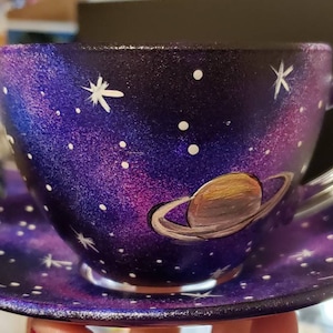 Galaxy Tea Cup and Saucer Set, Astrology Celestial Gift Starry Night ...