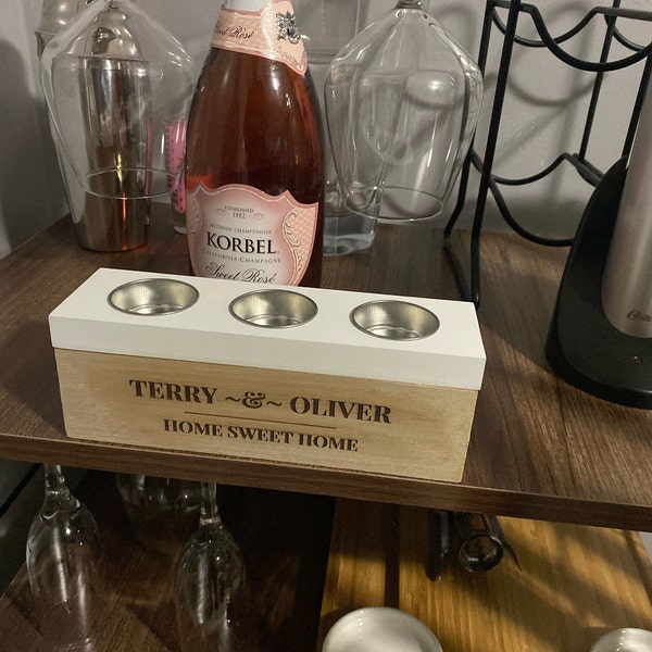Personalised Classic Triple Tea Light Box - Tealight Box - New Home ...