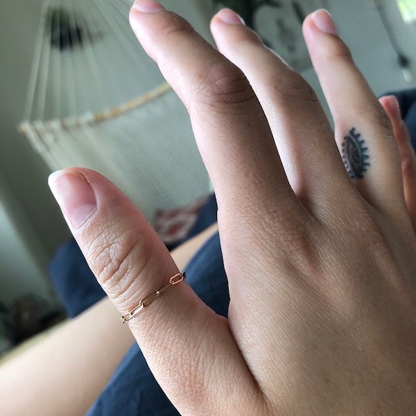 Chain Ring / Flat Bar Link Chain Eternity Band Ring / Gold Rings ...