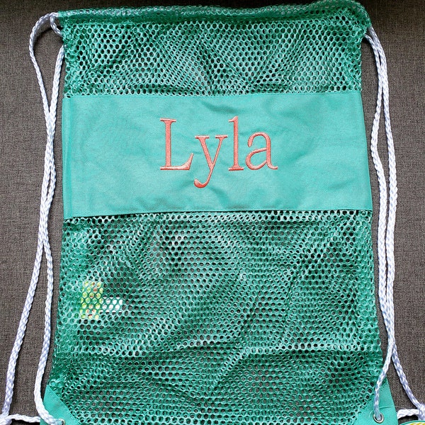 Monogram Mesh Bag, Personalized Toy Bag, Embroidered Beach Tote ...