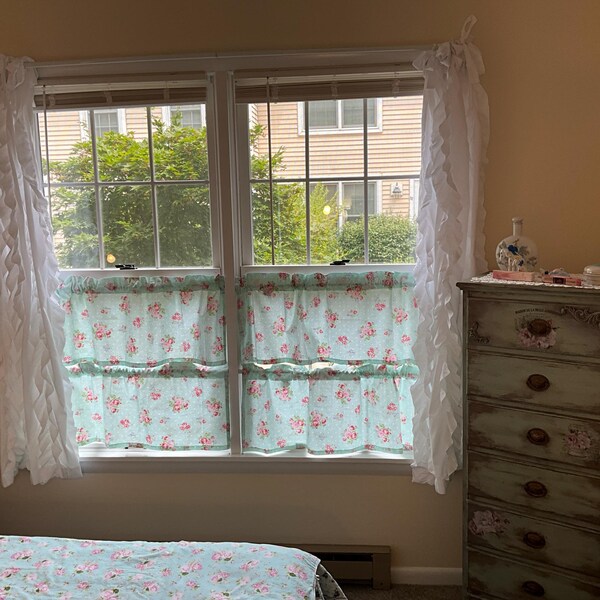 Yellow Roses Valance – Cottagecore Vintage Rose Floral Curtain ...