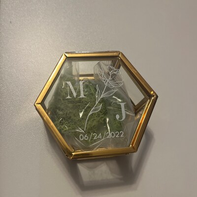 Geometric Glass Ring Box With Moss Rose Gold or Gold - Etsy