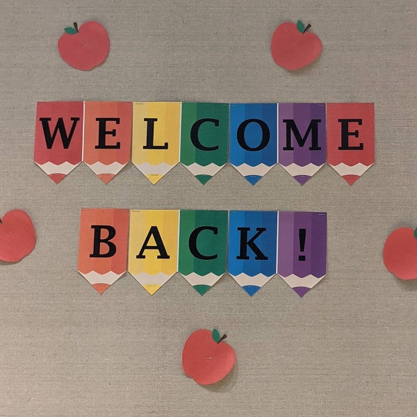 Buy Printable Pencil Welcome Banner, Rainbow Colored Back to School ...