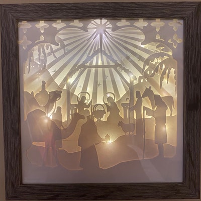 Decorative Nativity Scene Light up Shadow Box, Nativity Christmas Decor ...