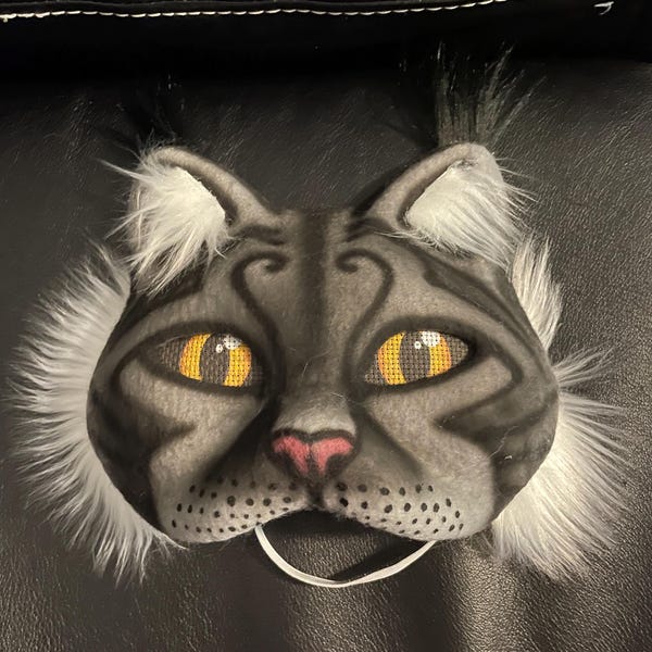 Therian Mask & MATCHING TAIL! Gray Cat Mask Lynx Bobcat Wildcat - Etsy
