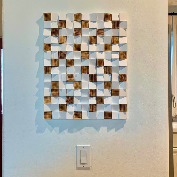 Blue White Wood Sound Diffuser Wall Art Decor, Wall Hangings ...