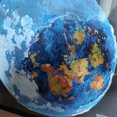 The World Beyond the Ice Wall Satellite HD Acrylic Art Flat Earth Map ...