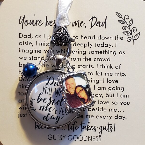 Wedding Bouquet Charm Missing You Dad Silver Bridal Father Memorial ...