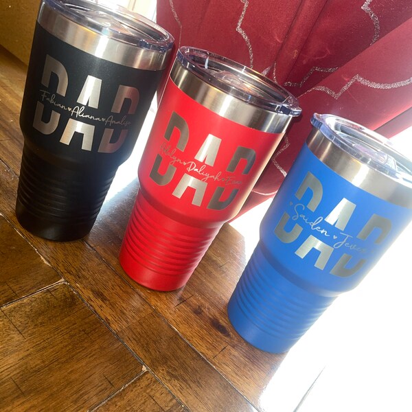 Dad Tumbler With Kids Names, Personalized Dad Cup, Daddy Tumbler, Dad ...