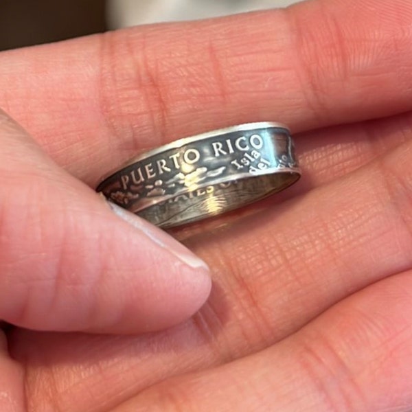 Silver Puerto Rico Coin Ring - Silver Quarter Rings - USA Coin Rings - Etsy