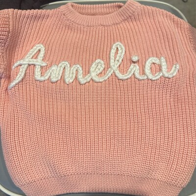 Custom Hand Embroidered Name Sweater - Etsy