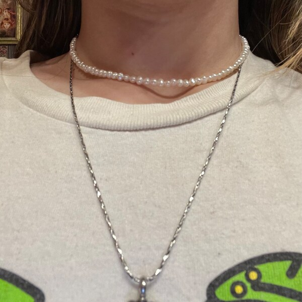 CLAM Real Freshwater Pearl Necklace Choker, Pearl Necklace for Women ...