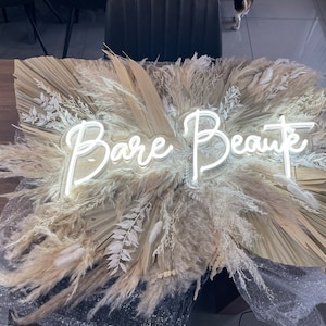 Pampas and Neon Sign, Salon Flower Decor, Wedding Arrangement, Dried ...