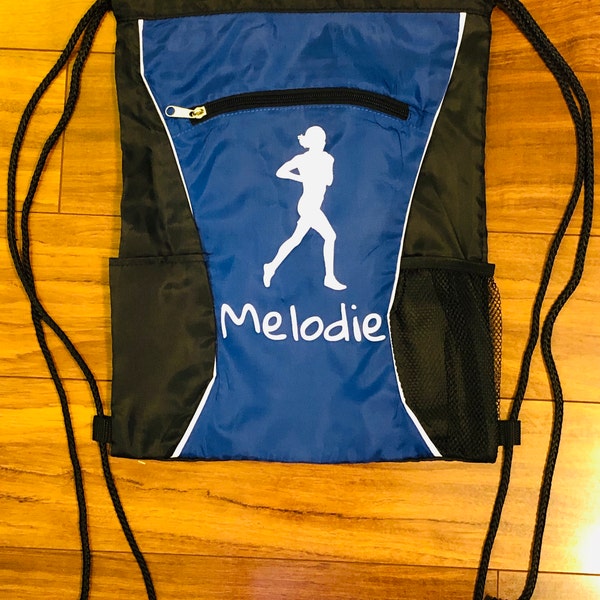 Personalized Track & Field Drawstring Cinch Bag - Custom Sport Backpack ...