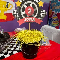 10 Pieces Race Car Birthday Custom Centerpiece | Two Fast Birthday ...