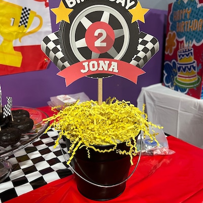 10 Pieces Race Car Birthday Custom Centerpiece Two Fast Birthday Table ...