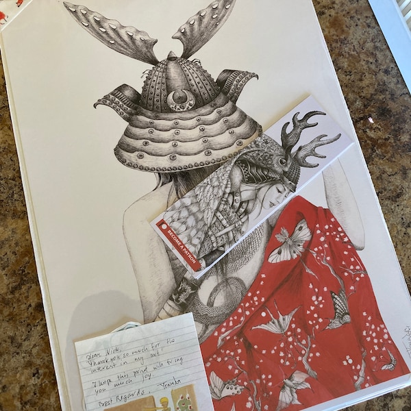 Butterfly Samurai - Limited Edition Fine Art Print - Wall Art - Silk ...
