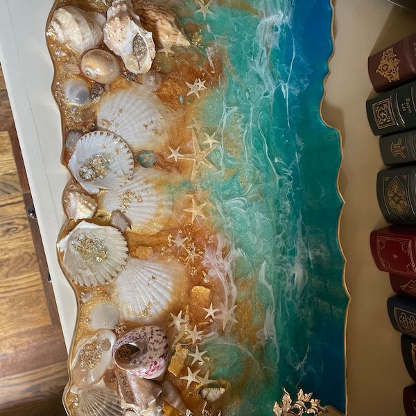 Resin Ocean Coaters 16 Dollars per Coaster with Seashell Embelishments . - Etsy