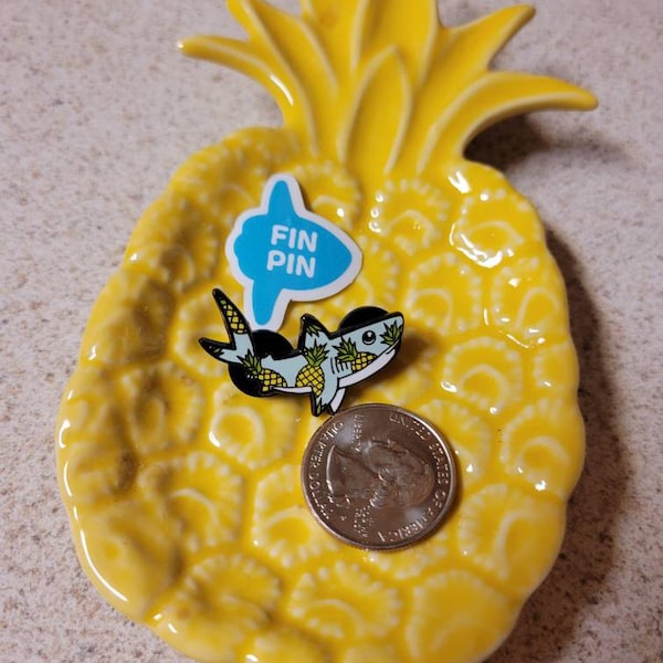 Pineapple Shark Hard Enamel Pin - Etsy