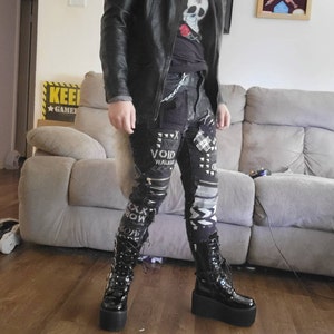 Custom Handmade Punk Rock Goth Emo Metal Cyber Dark Ripped Crazy Weird ...