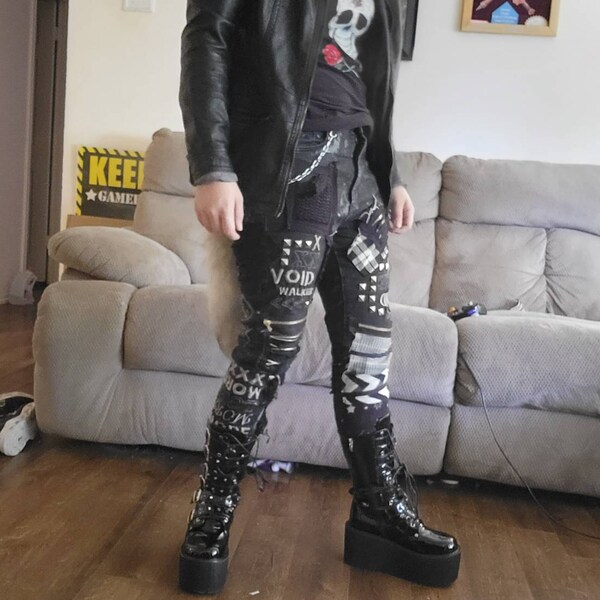 Custom Handmade Punk Rock Goth Emo Metal Cyber Dark Ripped Crazy Weird ...