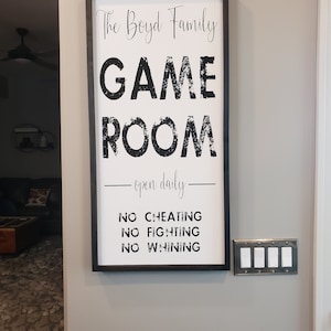 Personalized Game Room Sign, No Cheating No Fighting No Whining, Family ...