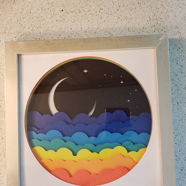 3d Cloudy Night Sky Shadow Box, Files for Cricut, for Silhouette, Paper ...