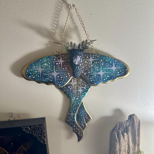 Handmade Celestial Moth Wall Decor: Cosmic Witch Clay Art | Astral ...