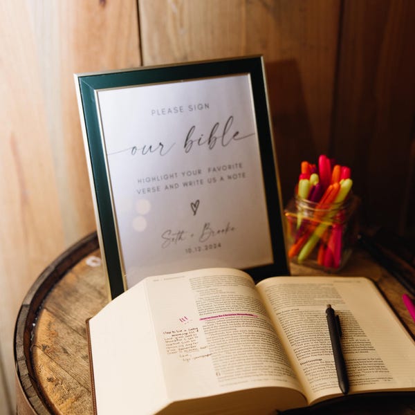 Wedding Guest Book Bible Sign, Printable Bible Guest Book Sign ...