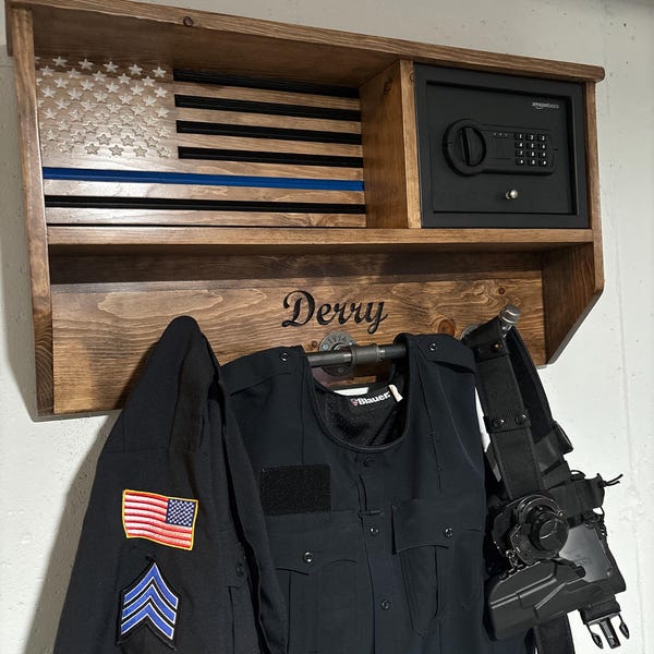 Police Duty Gear Rack - Vest Holder - Thin Blue Line Warrior Rack ...