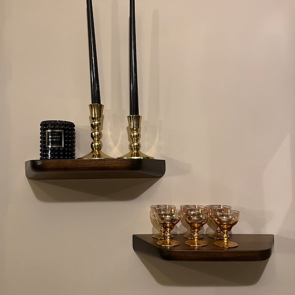Floating Shelves Rounded Oval Floating Shelf Solid Wood Personalized ...