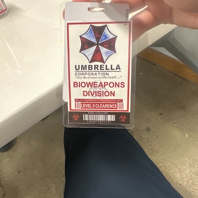Resident Evil Umbrella Corporation Bioweapons Division ID Card Badge Cosplay Costume Name Tag ...