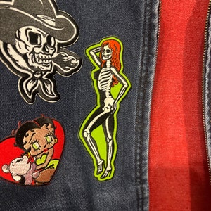 Patch Skeletal Girl Glow in the Dark Side Dead Pin up Rockabilly Horror ...