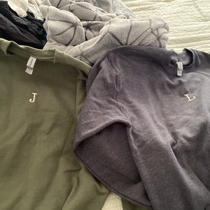 Custom Embroidered Initial Sweatshirt, Personalized Monogram Crewneck ...