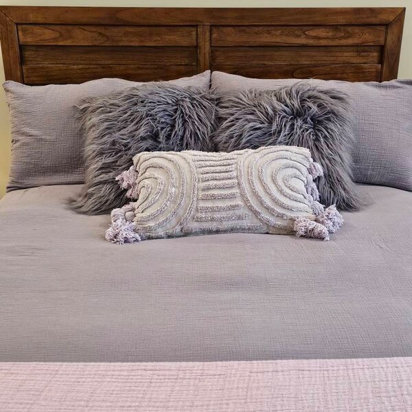 Fur Pillow, Gray Fur Pillow, Charcoal Grey Faux Fur Pillow, Pillow ...