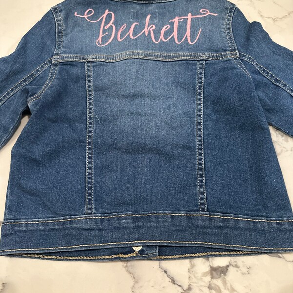 Girls Personalized Denim Jacket With Unicorn, Monogram Jean Jacket ...