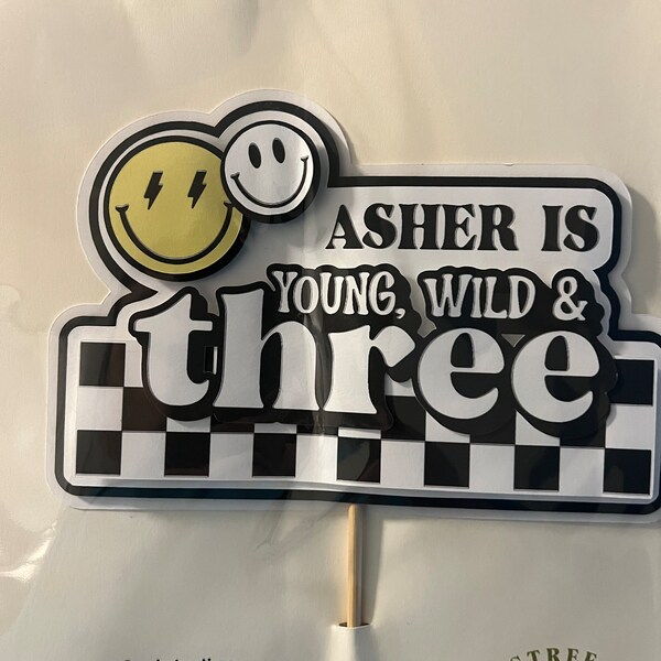 Two Cool Cake Topper Custom 2nd Birthday Cake Topper Smiley Face Cake ...