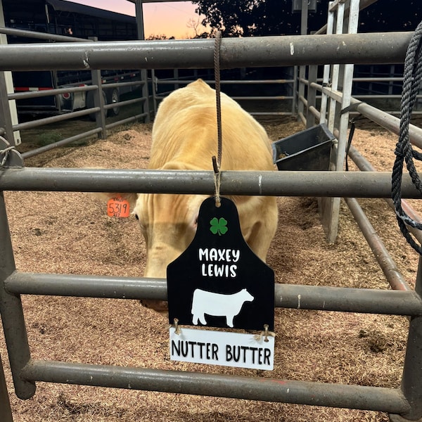 Cow Ear Tag Stall Sign | 4H Barn Stall Sign | Steer | Heifer ...