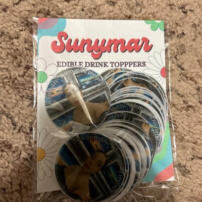 50 Personalized Edible Drink Toppers Quinceañera XV Design Custom Wafer ...