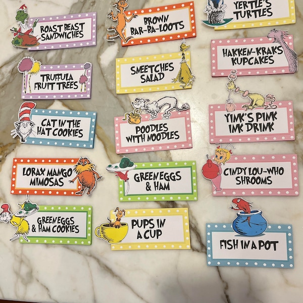Dr. Seuss Inspired Food Labels- Set of 8 - Etsy