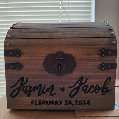 Personalized Wedding Card Box, Wedding Chest With Slot and Lock, Cards ...