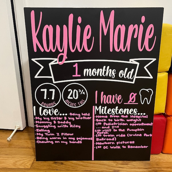Monthly Baby Chalkboard - Milestone Chalkboard - Baby Shower Gift ...