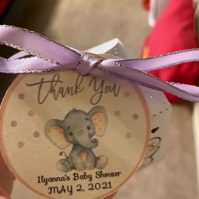 Pink Elephant Gift Tags, Party Favor Tags, Printable Baby Shower Gift ...