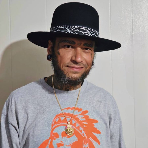 Custom Mens Rock N Roll Hat, Gamblers Rockers Hat Lightly Distressed ...